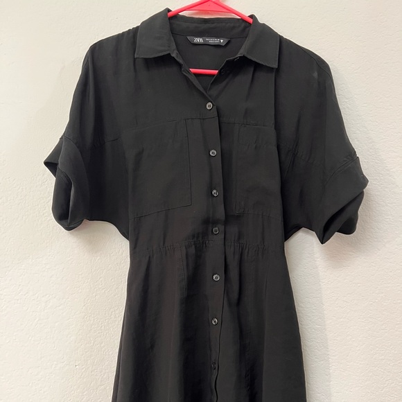 Zara | Dresses | Zara Collared Mini Dress With Elastic At The Waist For A Cinched Look | Poshmark